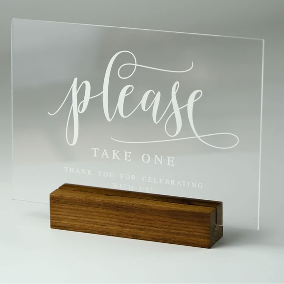 Party Supplies | Acrylic Sign With Wood Stand 5 X 7 Clear Acrylic ...